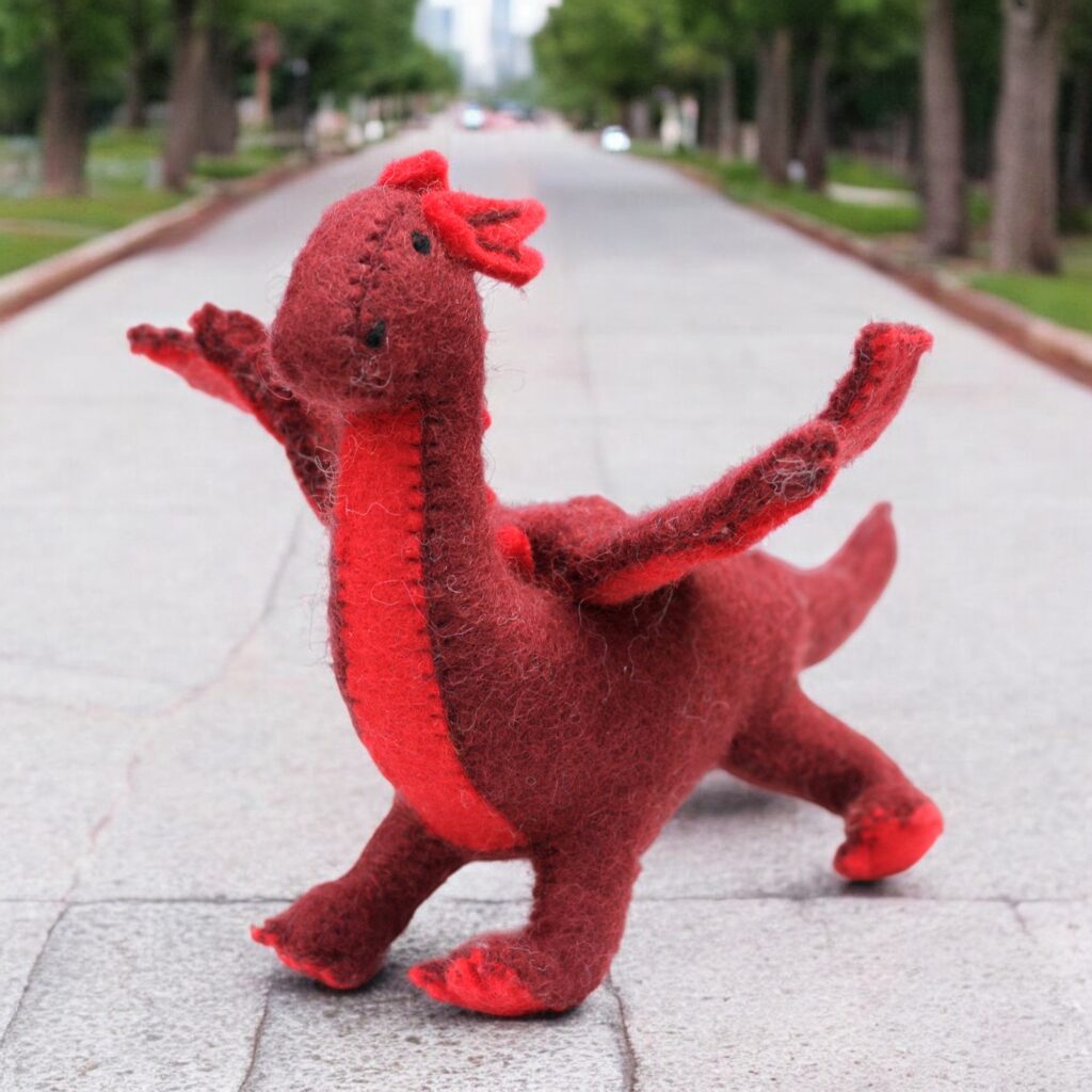 Handmade Felt Dragon Plush Toy From Nepal – Wool Fantasy Dragon Toy ...